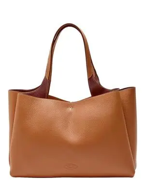 TOD'S Florida Medium Leather Tote Bag - Tan