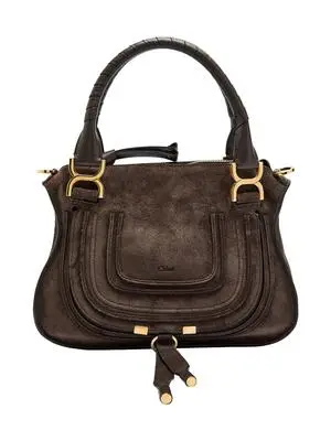 Chloé Marcie Small Suede Shoulder Bag - Dark Brown