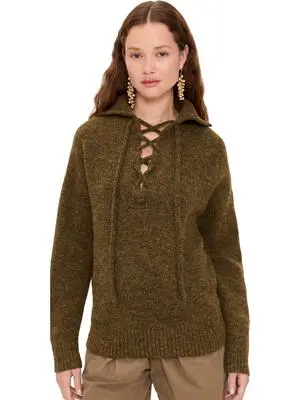 Isabel Marant Phylia Lace-up Baby Alpaca Blend Sweater - Bronze
