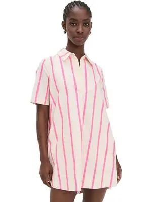 English Factory Striped Caftan Mini Dress - Pink Multi