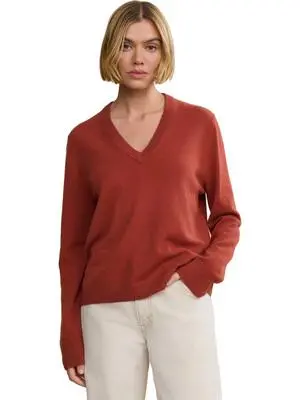 Jenni Kayne Flynn Cashmere V-neck Sweater - Red