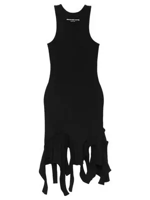 Alexander Wang Frayed Racer-neck Mini Dress - Black