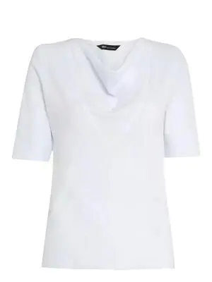 UMA | RAQUEL BLAY Cowl-neck Ribbed Top - White