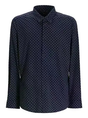 BOSS Patterned Long-sleeved Shirt Blue