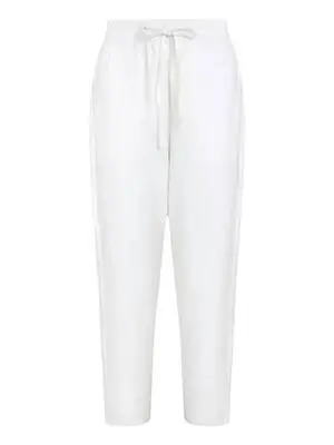 UMA | RAQUEL BLAY Drill Drawstring Linen Trousers - White