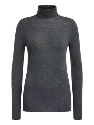 12 STOREEZ Ribbed Merino Wool Turtleneck Sweater - Grey