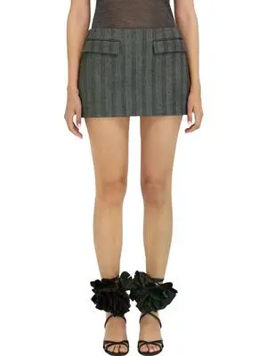 FERRAGAMO Herringbone Mini Skirt - Black