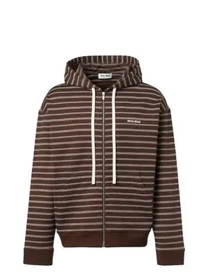 Miu Miu Striped Cotton Hoodie - Brown