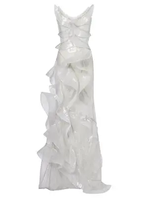 Maticevski Refraction Sequin Gown - White