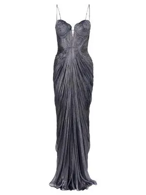 MARIA LUCIA HOHAN Cecilia Silk Tulle Corset Gown - Blue