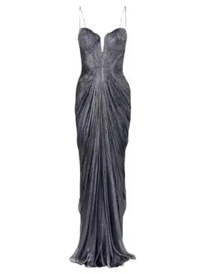 MARIA LUCIA HOHAN Cecilia Silk Tulle Corset Gown - Blue