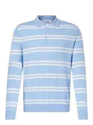 Arch4 Mr Swansea Striped Cashmere Polo Sweater - Blue