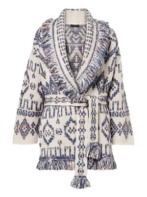 Alanui Grunge Beat Fringed Wool-Blend Wrap Cardigan Multicoloured