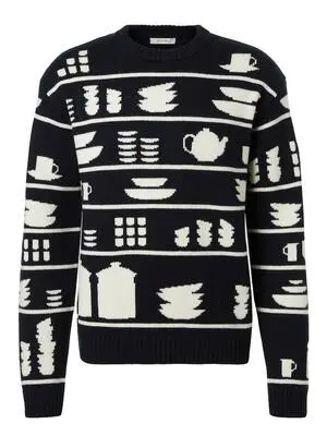JW Anderson Jacquard Wool Crewneck Sweater - Black