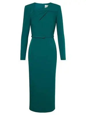 Roland Mouret Belted Crêpe Midi Dress - Green