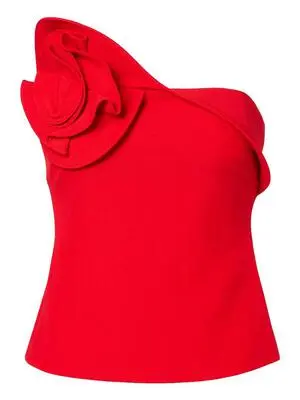 Roland Mouret Floral-appliqué Strapless Crêpe Top - Red