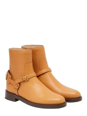 Valentino Garavani Vlogo Leather Ankle Boots - Brown