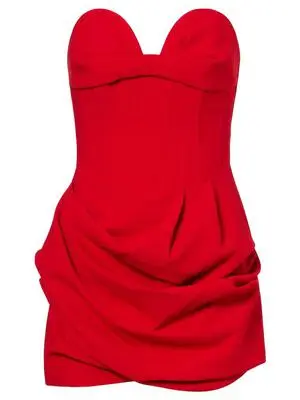 Magda Butrym Draped Wool-blend Bustier Dress - Red