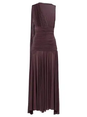 Magda Butrym Draped Sheer Midi Dress - Brown