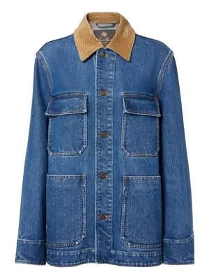 Loro Piana Corduroy-trimmed Denim Jacket - Blue