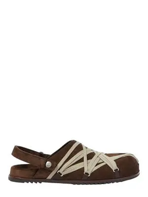 Rick Owens Megalace Suede Mules - Brown