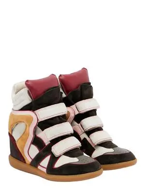 Isabel Marant Bekett Suede And Leather Wedge Sneakers Multicoloured