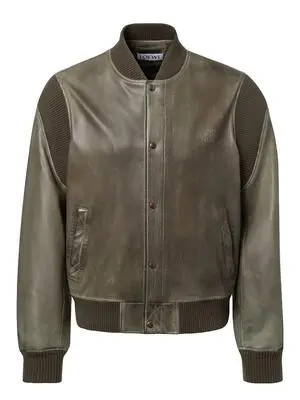 Loewe Leather Bomber Jacket - Green