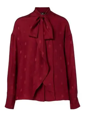 Etro Jacquard Silk Crêpe De Chine Blouse - Red