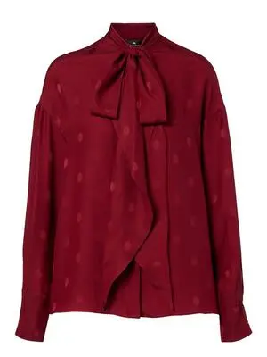 Etro Jacquard Silk Crêpe De Chine Blouse - Red