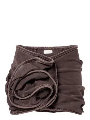 Magda Butrym Floral-appliqué Denim Miniskirt - Brown