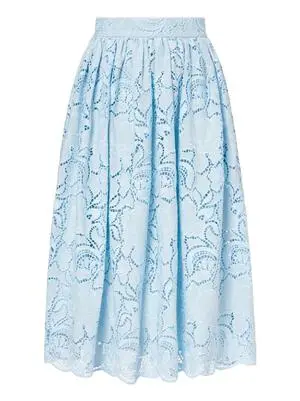 Erdem Laser-cut Pleated Skirt - Blue