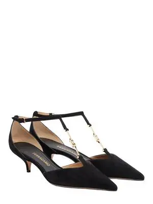 FERRAGAMO Traci 40 Suede Pumps - Black