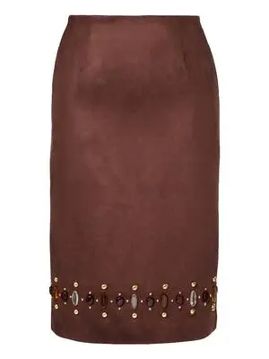 XU ZHI Embellished Pencil Skirt In James - Brown
