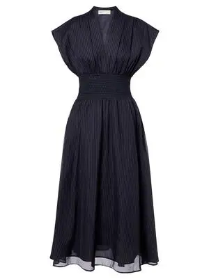 Tory Burch Striped Cotton Midi Dress - Blue