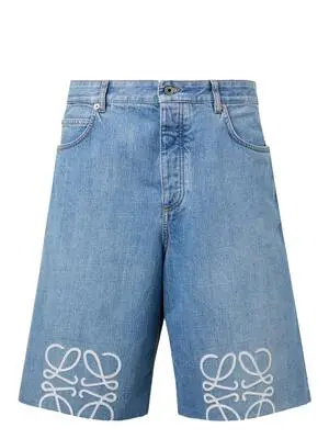 Loewe Anagram Denim Shorts - Blue