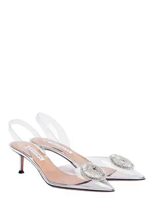 AQUAZZURA Crystal Hoop 50 Pvc Slingback Pumps - Transparent