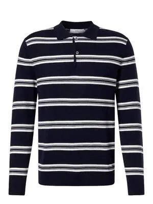 Arch4 Mr Swansea Striped Cashmere Polo Sweater - Blue