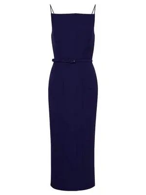 Roland Mouret Belted Crêpe Midi Dress - Blue