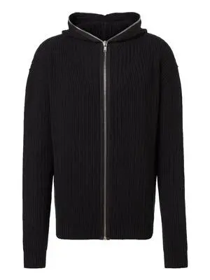 Rick Owens Ribbed Virgin Wool Zip-up Sweater - Black