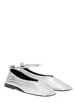 JIL SANDER Leather Ballet Flats - Silver