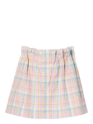 Prada Checked Gathered Cotton Miniskirt - Multicoloured