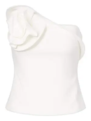 Roland Mouret Floral-appliqué Strapless Crêpe Top - White