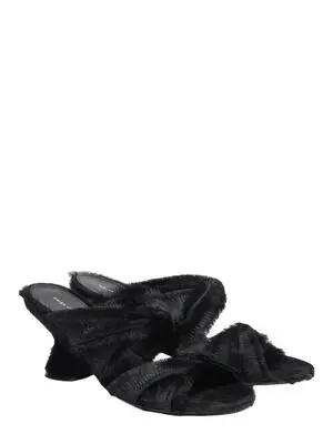 Dries Van Noten Calf Hair Wedge Sandals - Black