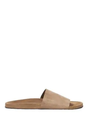 THE ROW Hugh Suede Slides - Brown