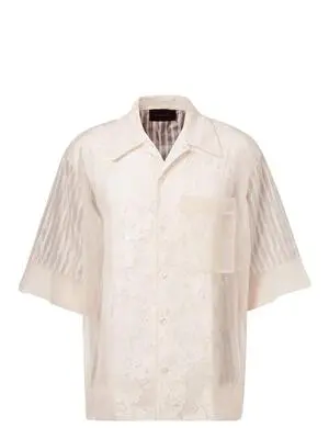 Simone Rocha Patchwork Lace Bowling Shirt - White