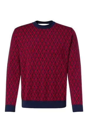 Valentino Garavani Toute La V Virgin Wool Jacquard Sweater - Blue