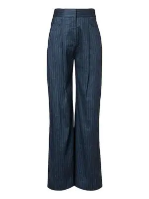 Veronica Beard Rimini Linen-blend Wide-leg Pants - Blue