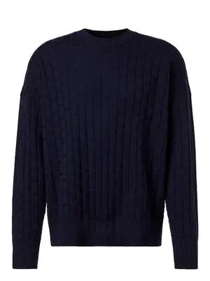 Plan C Ribbed-knit Merino Wool Sweater - Blue