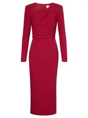 Roland Mouret Belted Crepe Midi Dress - Pink