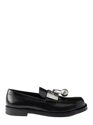 Prada Metal-ornament Leather Loafers - Black